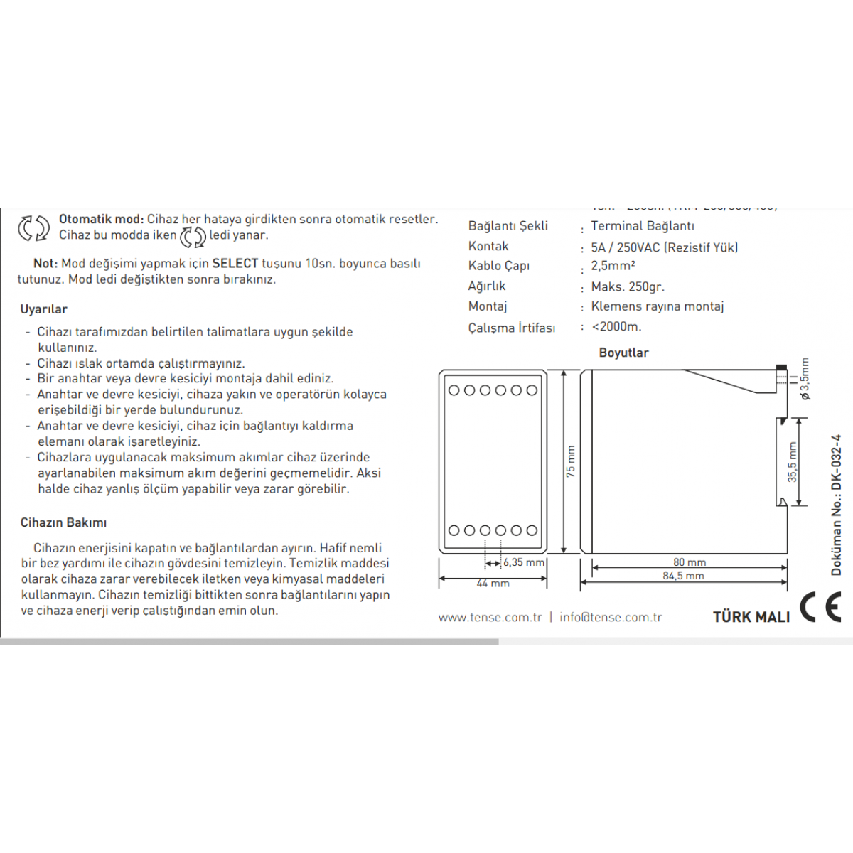 Dijital Termik 40A-100A TRM-100 Kamer Elektrik