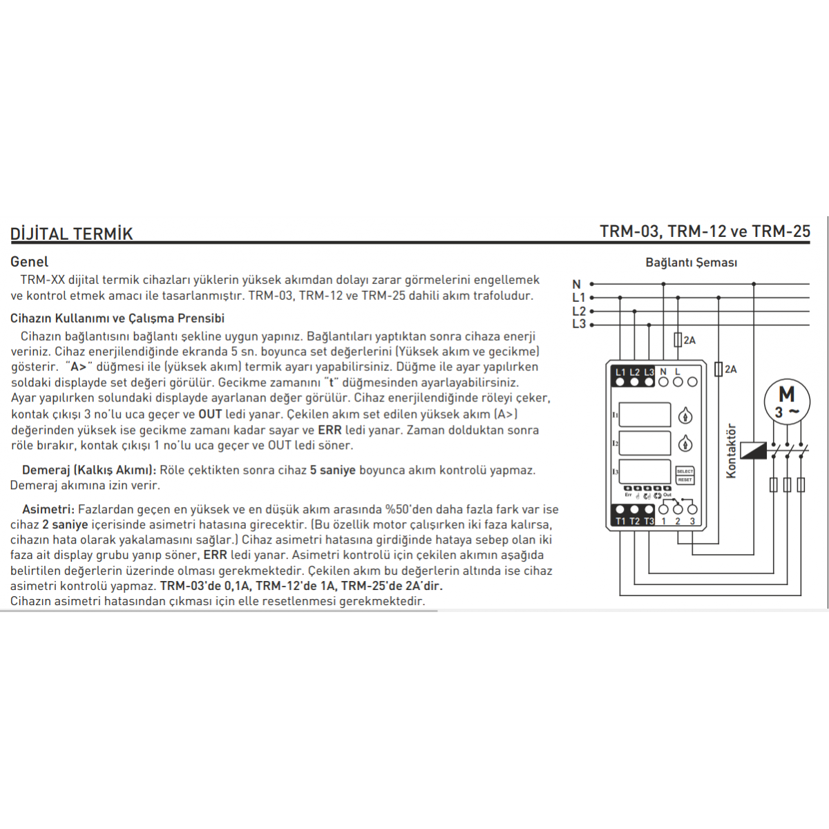 Dijital Termik 1A-25A Direkt TRM-25 Kamer Elektrik